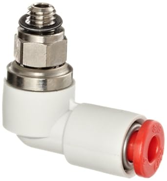 SMC KS Series PBT Rotary Push-to-Connect Tube Fitting, 90 Degree Elbow, 5/32" Tube OD x 10-32 ...