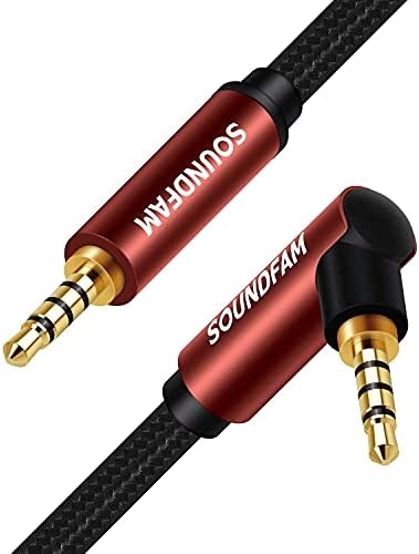 SOUNDFAM TRRS 3.5mm Audio Cable 90 Degree AUX Cable Right Angle Headphone Cable Support Mic ...