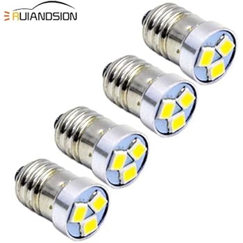 Miniature LED Flashlight Bulbs, 3 Volt Mini Lamps, Cool White, E10 ...