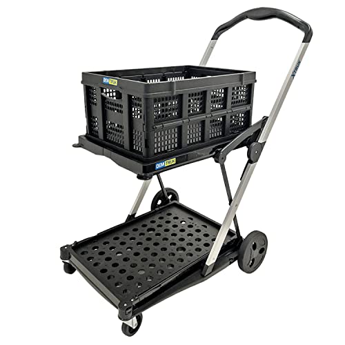 X-Truk Collapsible Utility Cart – 2-Shelf, Adjustable Shopping Cart ...