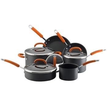 Amazon.com: Rachael Ray Hard Anodized Nonstick 10-Piece Cookware Set ...