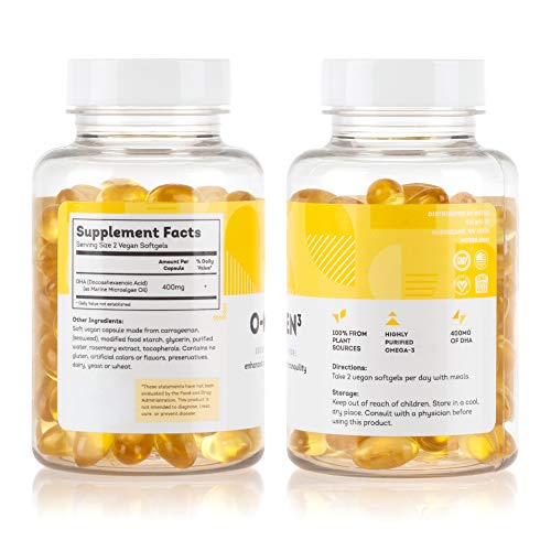 NuTru O-Mega-Zen3 Vegan Omega 3 DHA Supplement - 400 mg DHA Essential ...