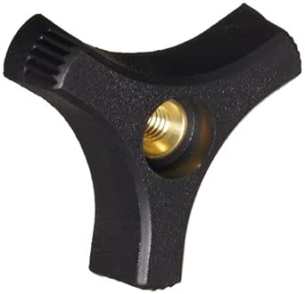 DimcoGray Black Thermoplastic 3-Prong Knob Female, Thru Hole Brass Insert: 5/16-18" Thread x 5/8 ...