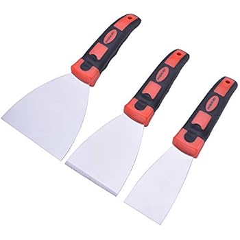 Putty Knife Set, MSKEI 3Pcs Spackle Knife set, Stainless Steel Putty ...