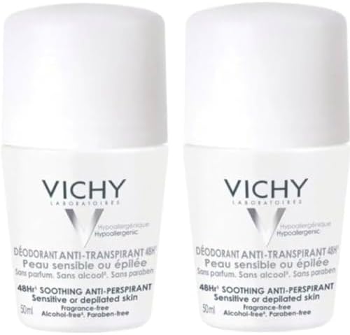 Vichy Deodorant Roll-On Sensitive Anti-Translucent 48h Double Pack of 2 ...