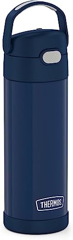 THERMOS FUNTAINER 16 Ounce Stainless Steel Vacuum Insulated Bottle with Wide Spout Lid, Navy ...