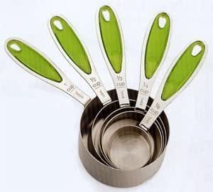 Amazon.com: Set of 5 Green Grip Stainless Steel Measuring Cups: Home ...