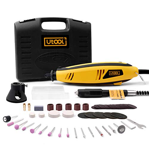 Utool Rotary Tool Kit with Flex Shaft, Keyless Chuck, Cutting Guide and ...