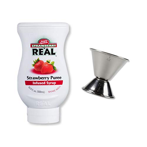Real 16.9 fl. oz. Strawberry Puree Infused Syrup + Measuring Jigger ...