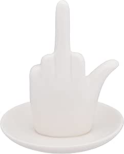 Amazon.com: Stephanie Imports White Ceramic Middle Finger Jewelry Ring ...
