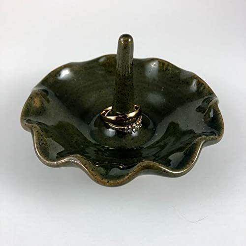 Amazon.com: Jade Green Fluted Ring Holder - Handmade Pottery : Handmade ...