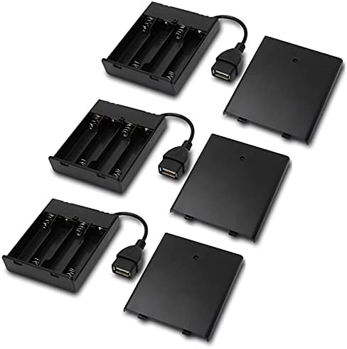 (Pack of 3) 4 AA Battery Holder, 4 AA Battery Case Box Holder 6V with ...