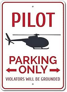 Amazon.com: Tengss Pilot Parking Metal Signs Vintage Tin Sign Poster ...