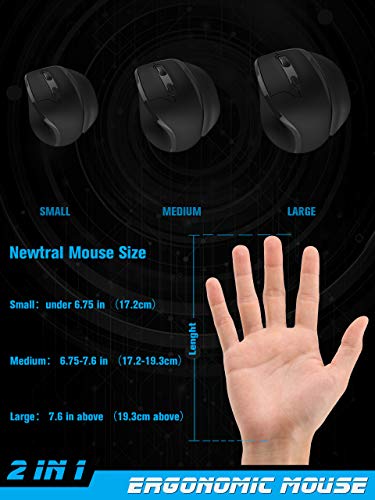 Newtral Ergonomic Mouse,Unique 33 Degree Vertical Wireless Mouse - 2 ...