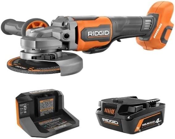 Ridgid 18V Brushless Cordless 4-1/2 in. Angle Grinder Kit with 4.0 Ah ...