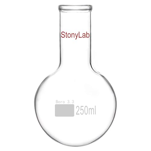 StonyLab Glass 250ml Long Neck Round Bottom Flask, Borosilicate Glass ...