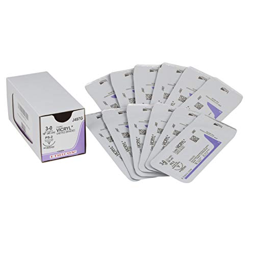 Ethicon Coated VICRYL (polyglactin 910) Suture, J497G, Synthetic Absorbable, PS-2 (19 mm), 3/8 ...