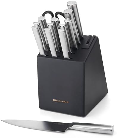 KitchenAid Gourmet Forged Triple Rivet Knife Block Set with Built-in ...