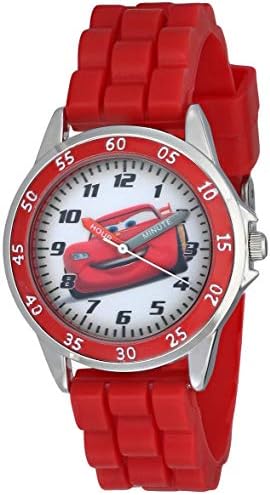 Cars Kids' Analog Watch with Silver-Tone Casing, Red Bezel, Red Strap ...