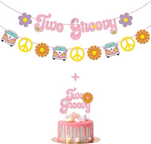 Two Groovy Banner Two Groovy Cake Topper for Groovy Second Birthday ...