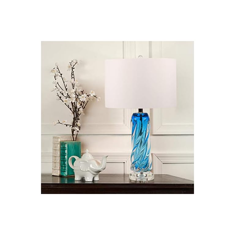 Table Lamp 26" Blue Glass Desk Table Lamps | Hand-Crafted Twist Crystal ...
