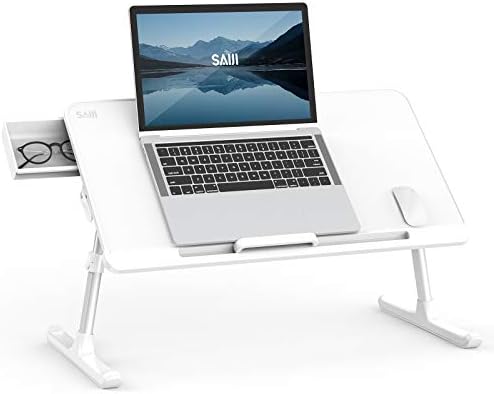 SAIJI Laptop Bed Tray Table, Adjustable PVC Leather Laptop Bed Table ...