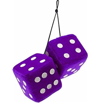 Amazon.com: Purple Fuzzy Car Dice - Good Luck Charm Fuzzy Dice In ...