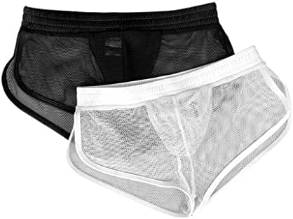 Sexy Side Split Fishnet Underwear for Men, Breathable Mesh Boxer Briefs ...