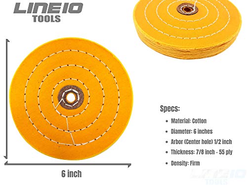 6 Inch Buffing Wheel Kit for Bench Grinder and Drill with 3 Step Hard ...