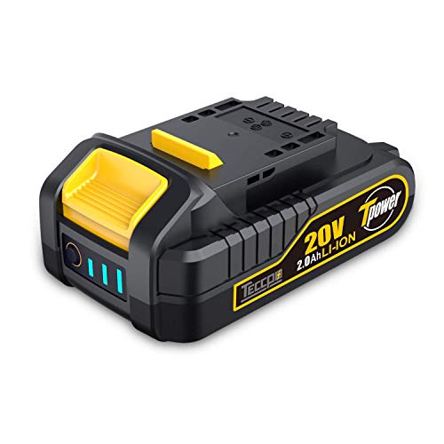 Teccpo 20V Max 2.0 Ah Lithium Ion Battery-Pack, Rechargeable ...