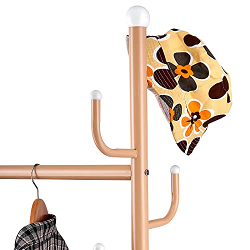 SINGAYE Clothes Rack 2-in-1 Coat Rack Rolling Garment Rack with Bottom ...