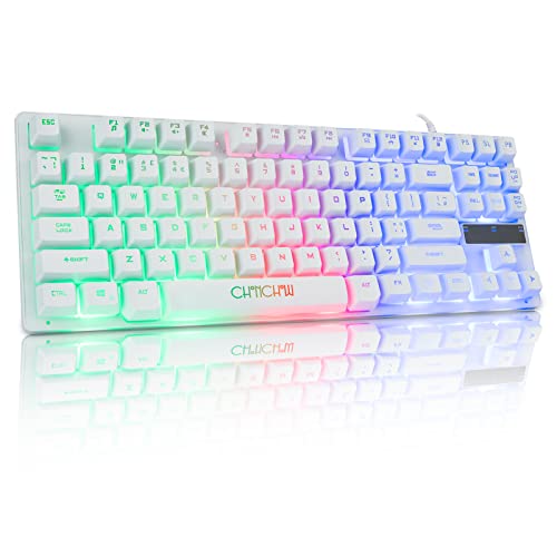 CHONCHOW White Rainbow LED, USB Wired Small Compact White Gaming ...