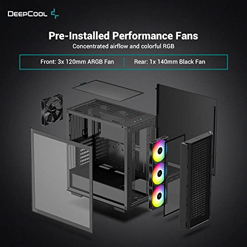 DeepCool CG540 Mid-Tower ATX Case, Tempered Glass Front and Side Panels ...