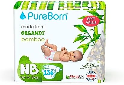 PureBorn Nappies Pure Organic Bamboo Nappies – Nappies Size NB ...