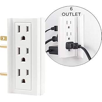 GE 6-Outlet Wall Tap, Reset Button, Circuit Breaker, Power Outlet ...