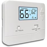 NonProgrammable Thermostat for Home, Digital Energy-Saving Thermostat,Single-Stage Systems, 1 ...