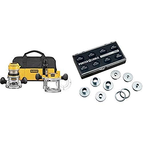 DEWALT DW618PKB 2-1/4 HP EVS Fixed Base/Plunge Router Combo Kit with ...