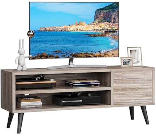 Retro TV Stand with Storage Cabinet for TVs up to 55 inch, TV Console ...