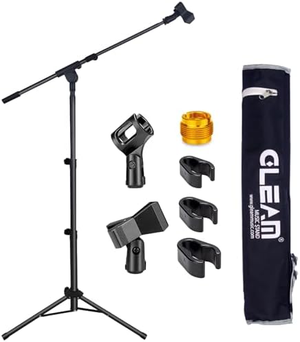 GLEAM Microphone Stand - Tripod Boom Arm Mic Stand with Carrying Bag, 2 ...