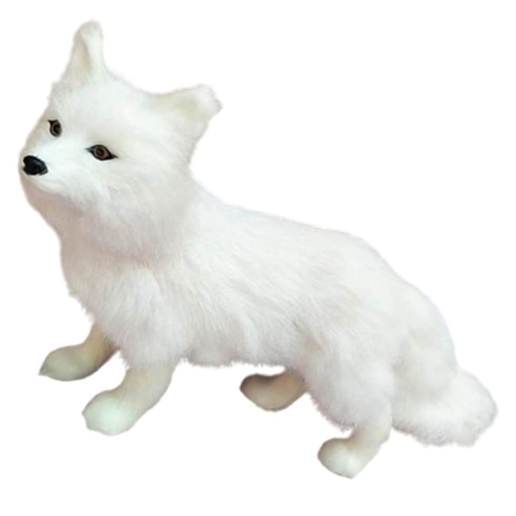 LIFKOME White Fox Plush Arctic Fox Stuffed Animal Plush Faux Fur Fox ...