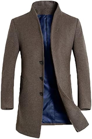 Mordenmiss Men's Winter Woolen Long Trench Coat Business Outfit Down ...