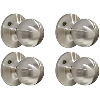 Satin Nickel/Brushed Nickel Round Style Door Knob Set Interior Keyless Dummy Door Handle Door ...