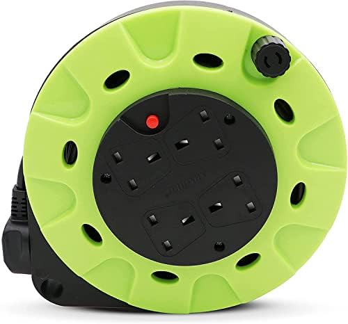 ADMORE Green & Black Power Extension Cord Reel With 4 Socket Power ...