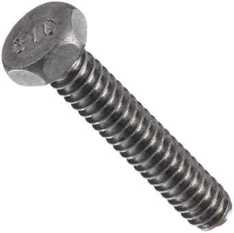316 Stainless Steel Machine Screw, Plain Finish, Hex Head, External Hex ...