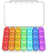 Amazon.com: Zoksi Weekly Pill Organizer 2 Times a Day, Rainbow 7 Day Am Pm Pill Box, Daily Am Pm ...