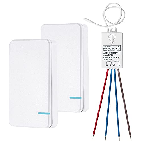 Thinkbee 3 Way Wireless Switch and Receiver Kit, Dual Control Push ...