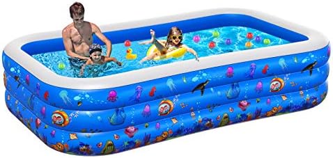Inflatable Pool for Kids, 2021NEW Plastic Kiddie Pool, 96″X56″X22 ...