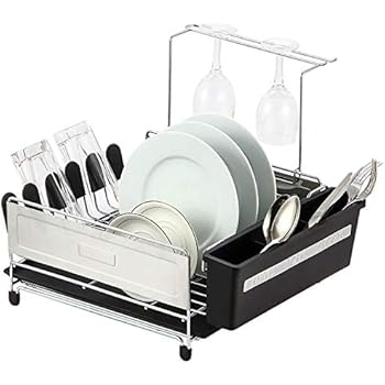 Amazon.com - Sabatier Expandable Compact Dish Rack with Wine Glass ...