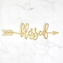 Amazon.com: Blessed Arrow Wood Sign Blessed Decor Wall Art Gold 12" x 4 ...