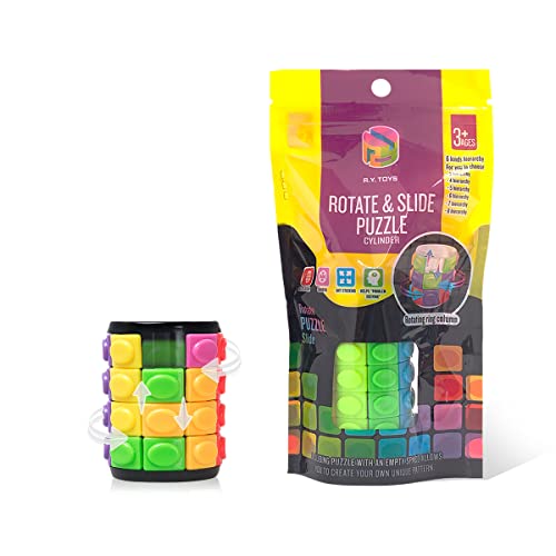 R.Y.TOYS Rotate and Slide Puzzle-Patented Fidget Cube(Restore Order/Create Patterns) 8 Colors,4 ...